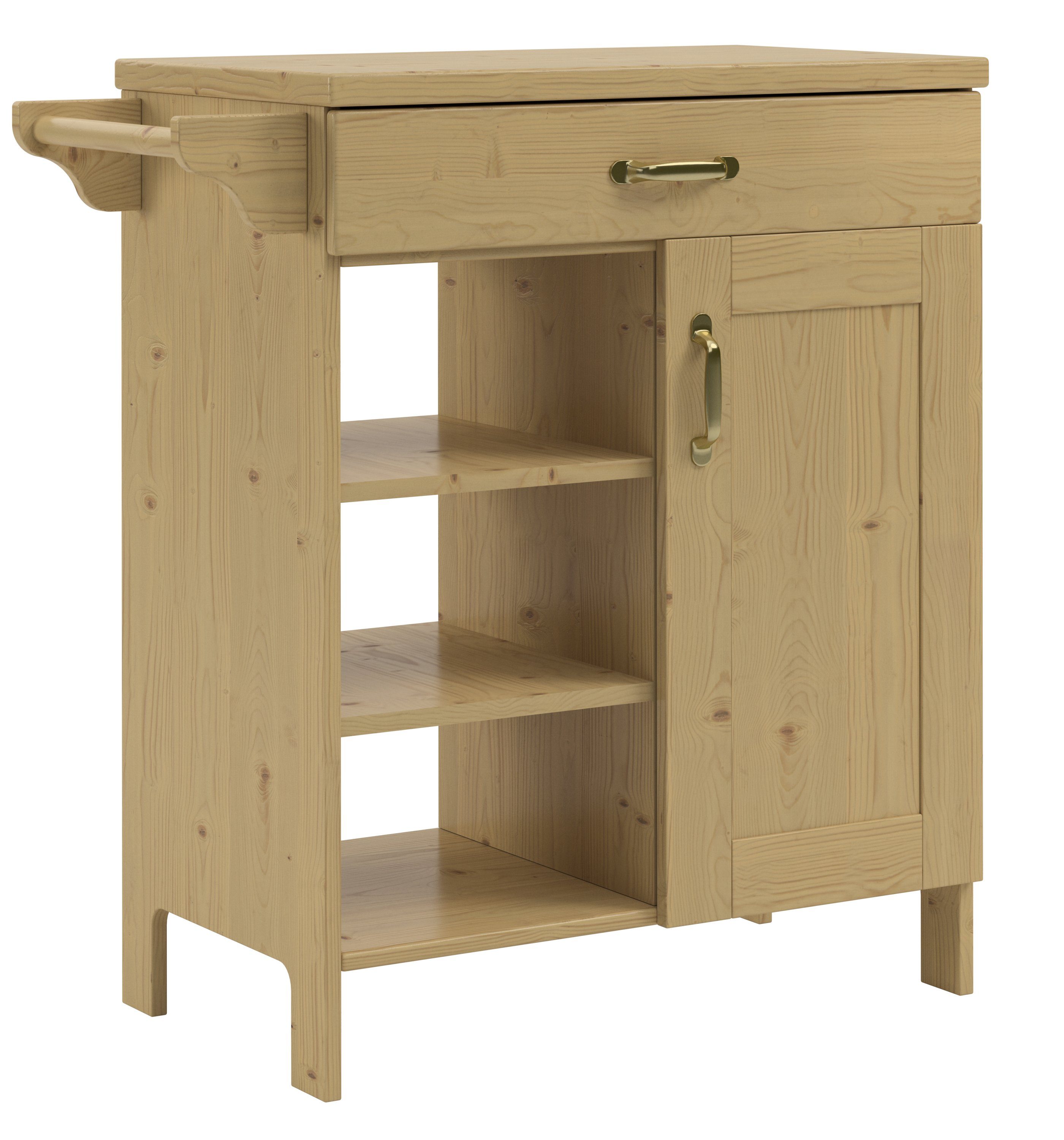 Home Affaire Kücheninsel Alba Breite 80 Cm Kiefer Massiv Offene Fächer