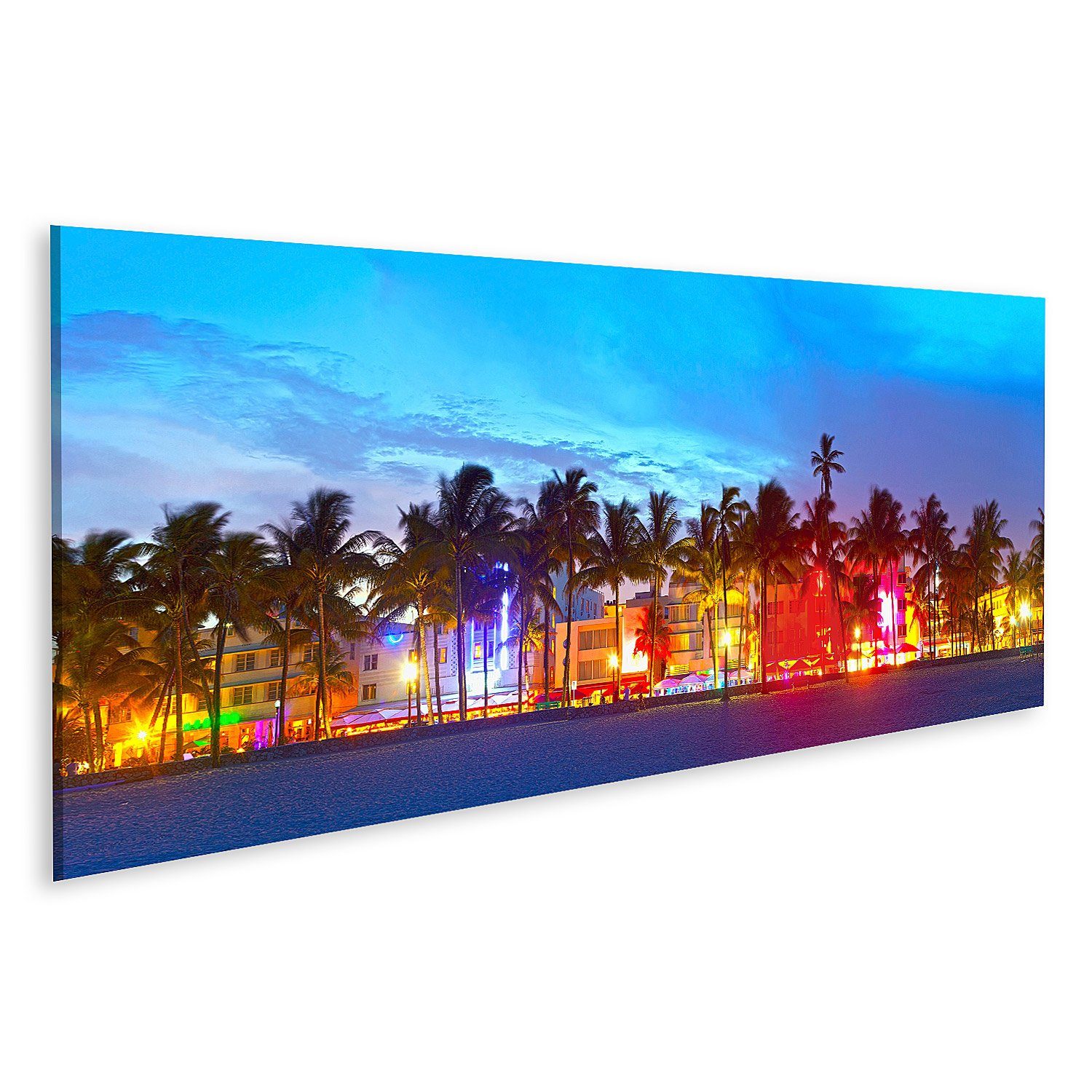 islandburner Leinwandbild Bild auf Leinwand Miami Beach Florida Ocean Drive 120x40cm Panorama