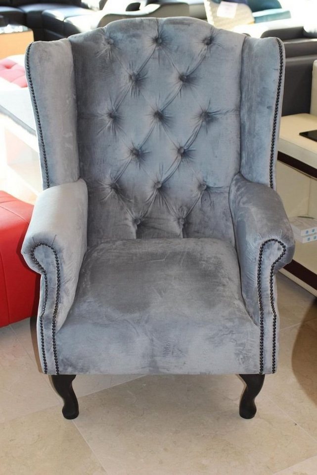 Jvmoebel Chesterfield Sessel Chesterfield 1 Sitzer Stoff Ohrensessel