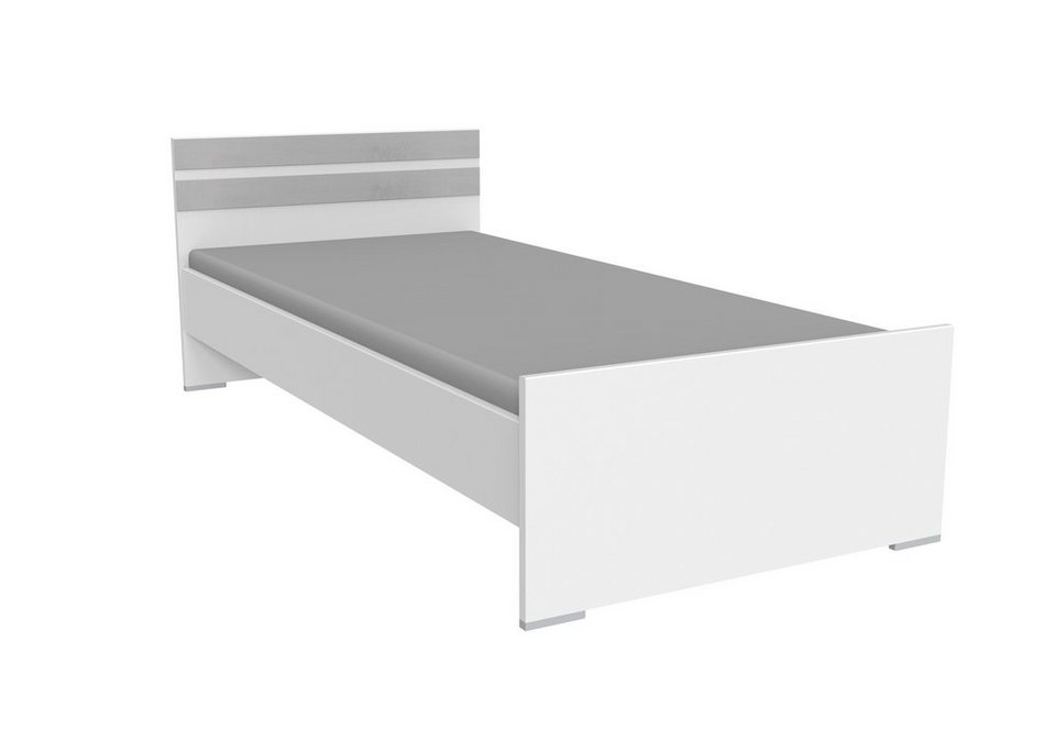 Möbelando Bett Joker Bht 96x71x204 Cm In Weiß Mit Absetzungen In