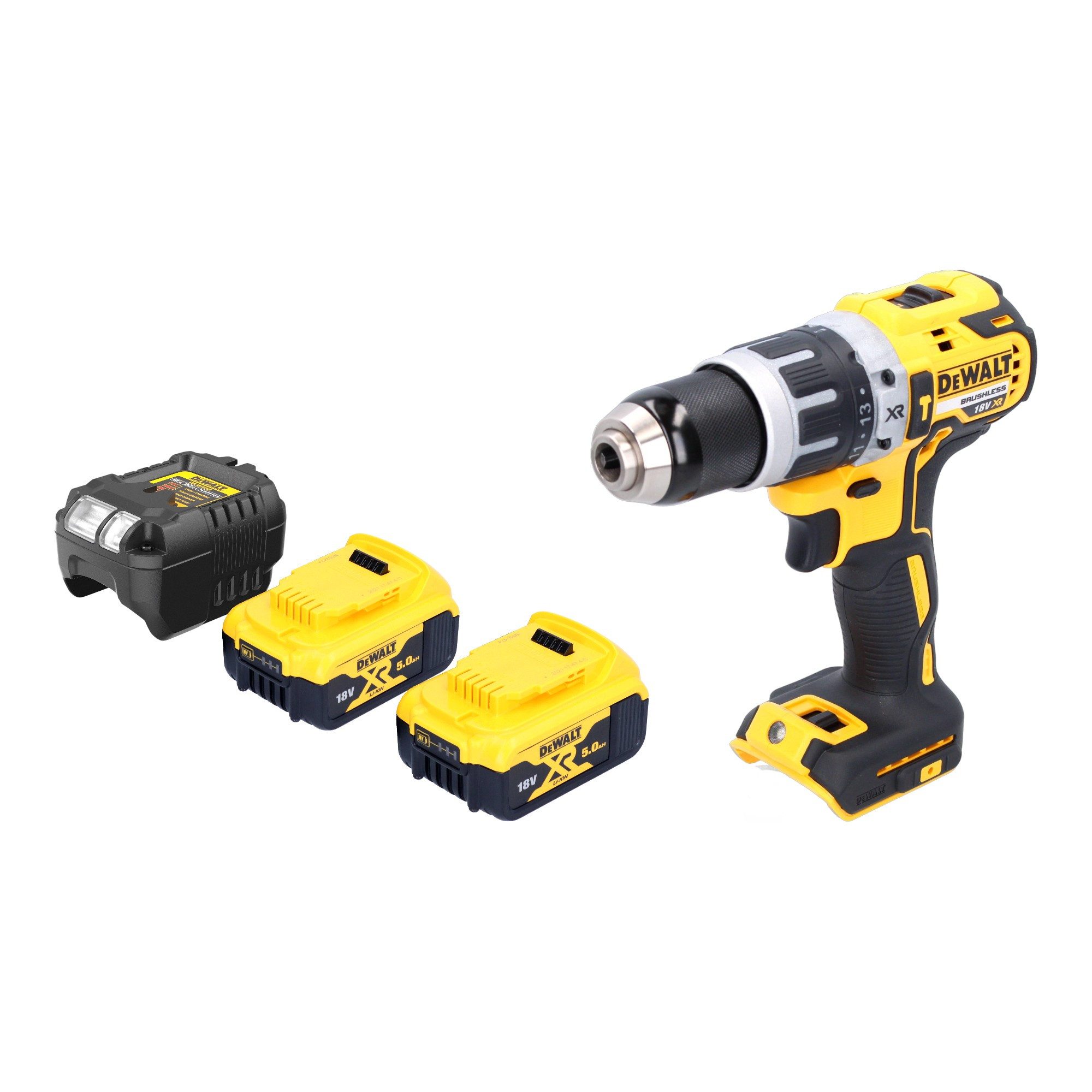 DeWalt Schlagbohrmaschine DCD 796 P2 18 V 70 Nm Brushless + 2x Akku 5,0 Ah + Ladegerät