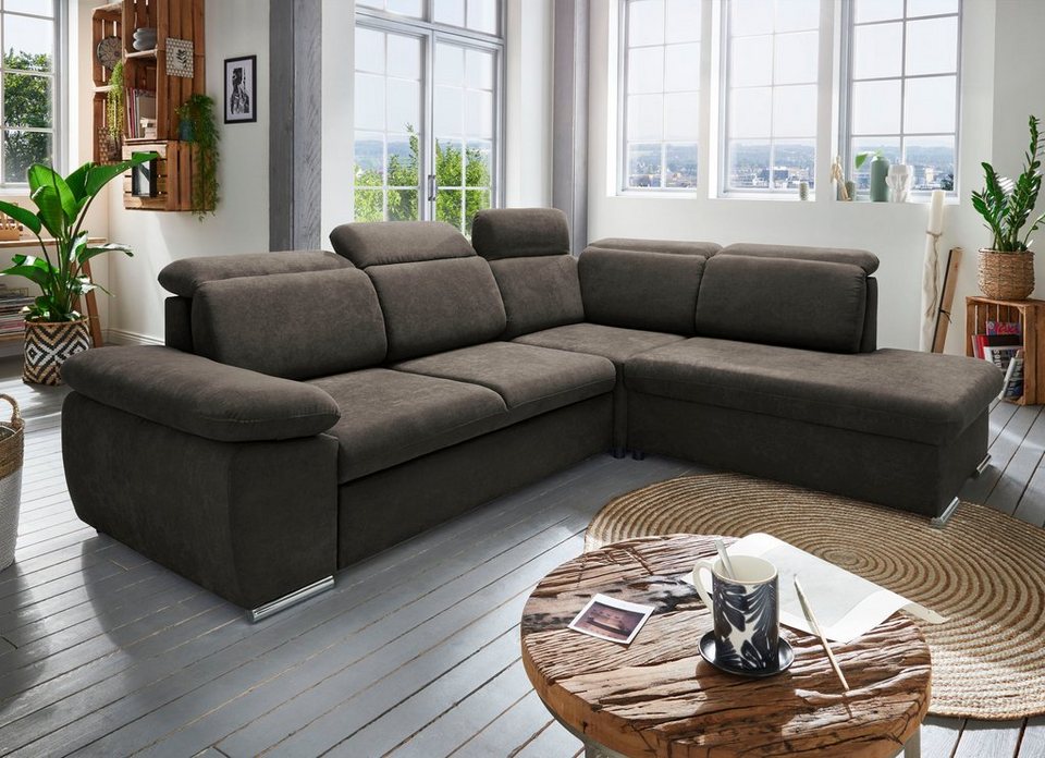 Inosign Ecksofa Vasto L Form Ausziehbare Liegefläche Bettkasten