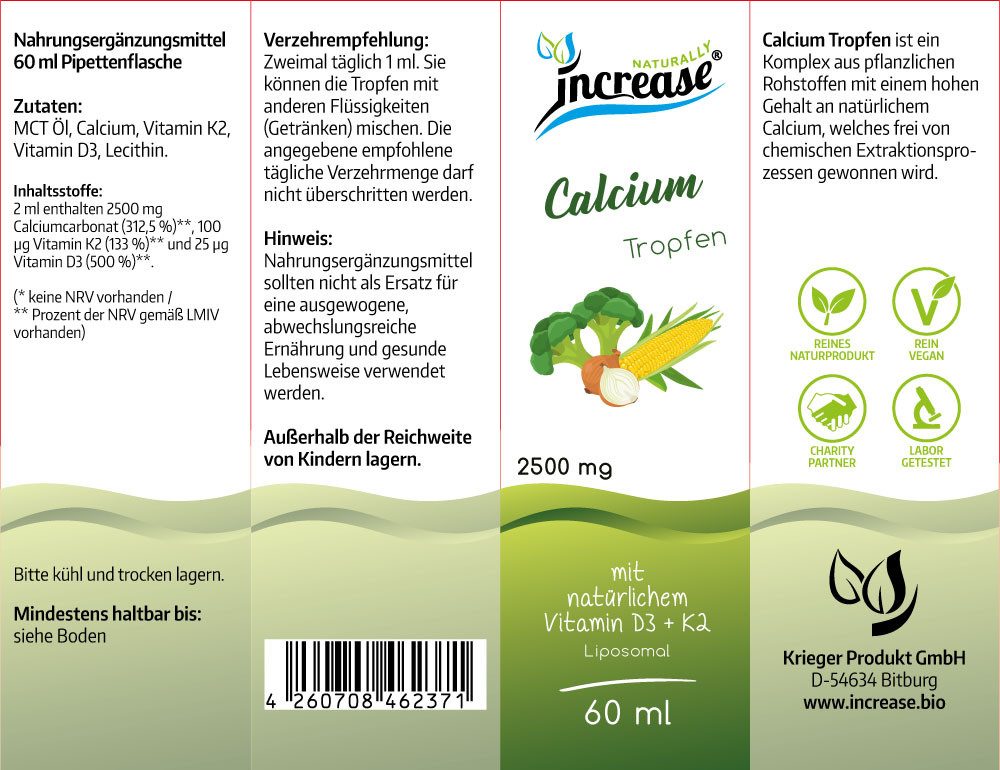increase NATURALLY Liposomales Calcium mit Vitamin K2 und Vitamin D3 ...