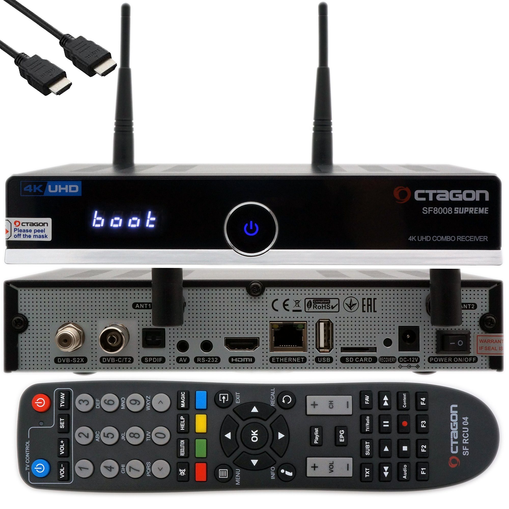OCTAGON SF8008 4K COMBO SUPREME UHD Linux PVR Receiver + 4TB SSD SAT ...