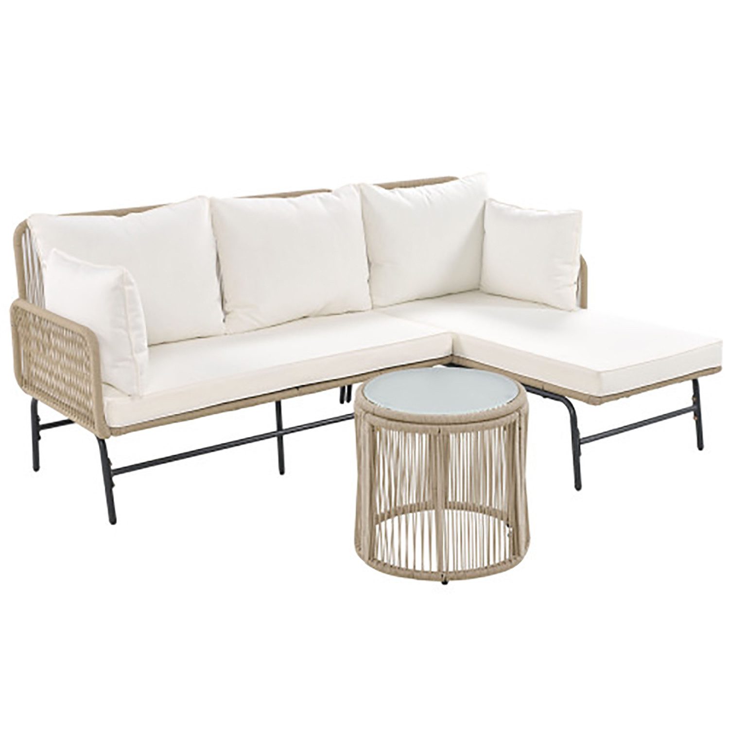 Sweiko Gartenlounge Set Gartenmöbel Set Mit Eisenrahmen Und Seil