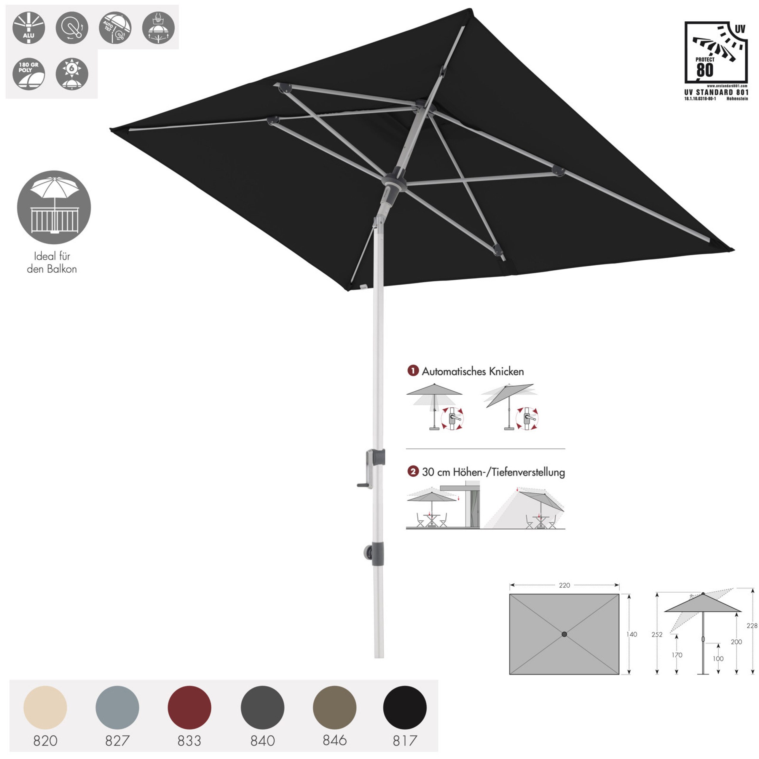 Doppler Schirme Sonnenschirm Doppler Expert Auto Tilt 220 x 140 cm Sonnenschirm 6 Farbvarianten