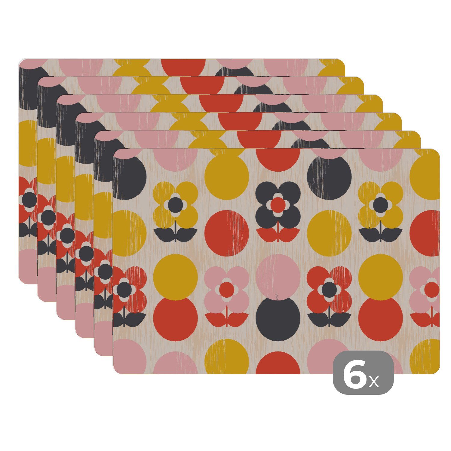 Platzset Retro Design Blumen Pastell Muchowow 6 St Platzset