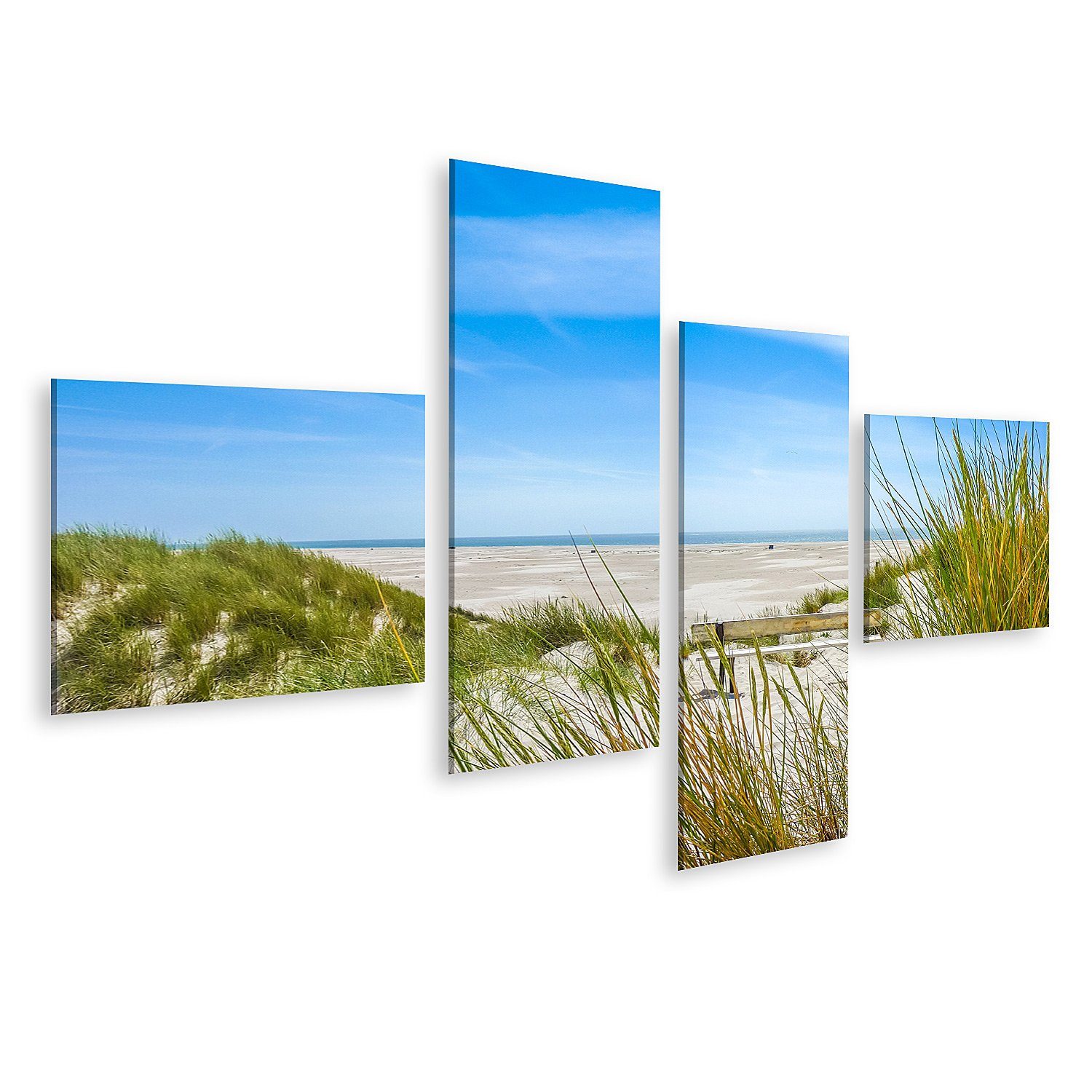 islandburner Leinwandbild »Bild auf Leinwand Schöne Dünenlandschaft Und Langer Strand Auf Der ...