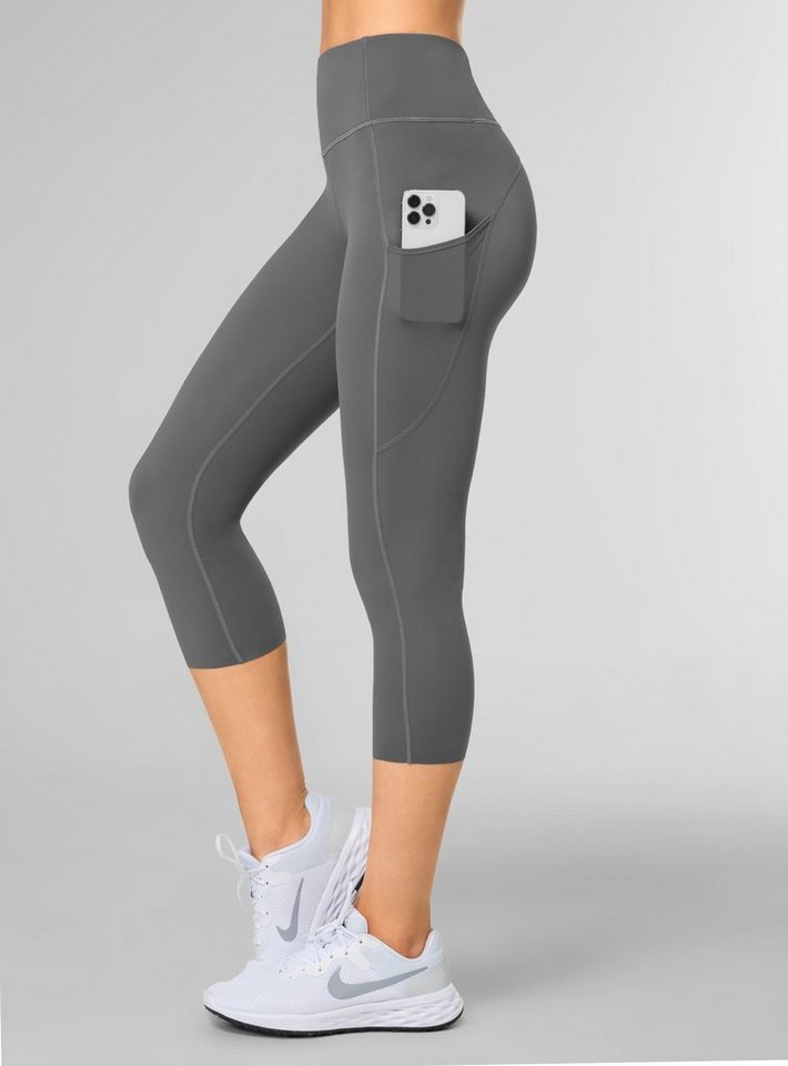 Yvette Caprileggings Damen 3 4 Sport Leggings Mit Tasche High Waist