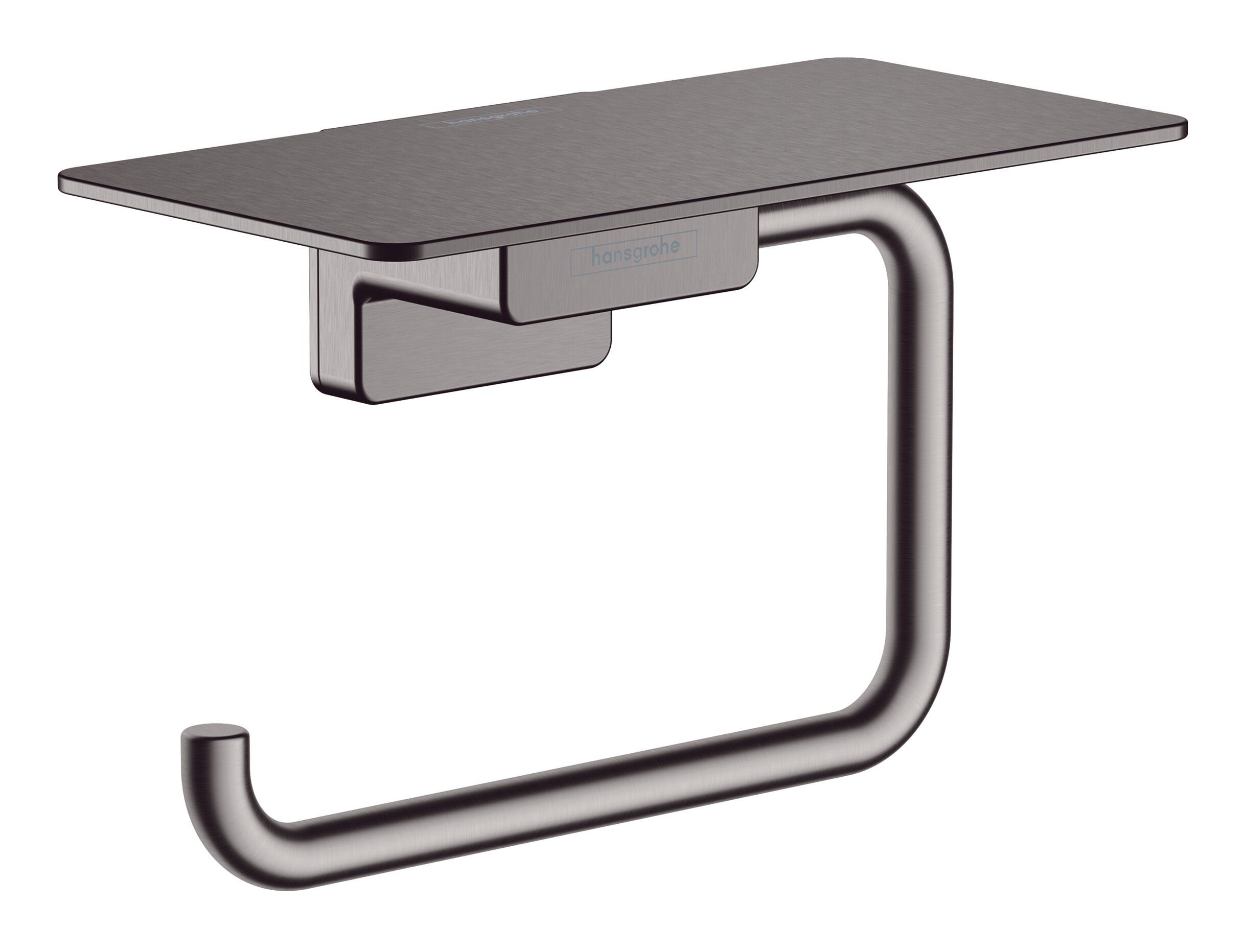 hansgrohe Toilettenpapierhalter AddStoris, Toilettenpapierhalter mit Ablage - Brushed Black Chrome