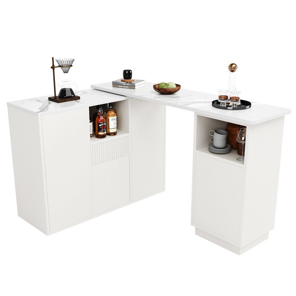 Modfu Bartisch 360° Drehbare Essbar Ausziehbar Esstisch Mit Sideboard