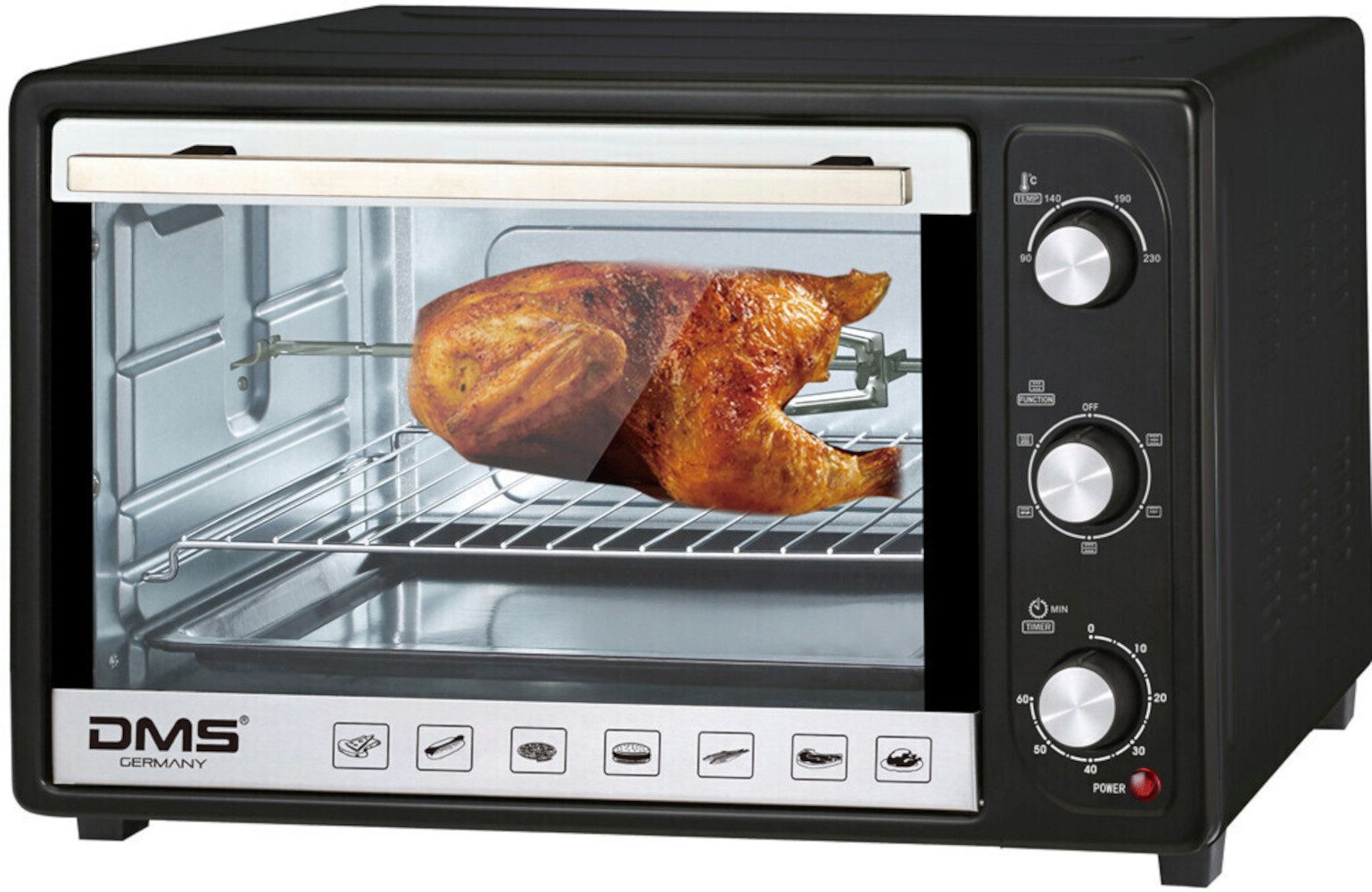 Dms Minibackofen Backofen 48l Mini Backofen Pizzaofen Ofen Grill Timer