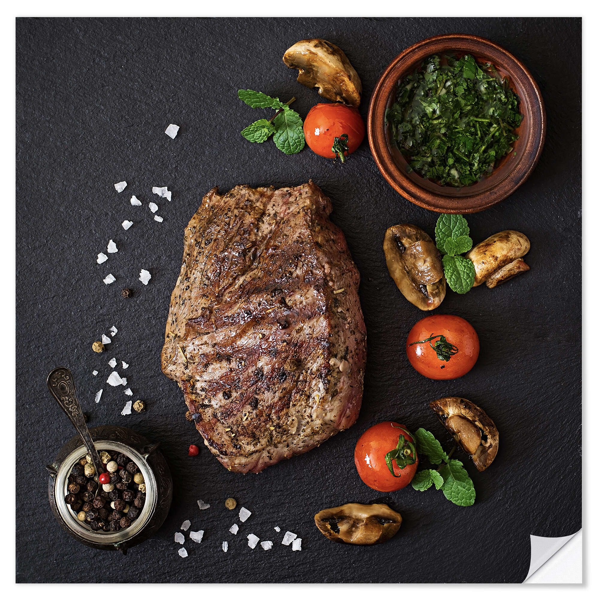 Posterlounge Wandfolie Editors Choice, Steak mit Gewürzen, Küche Fotografie