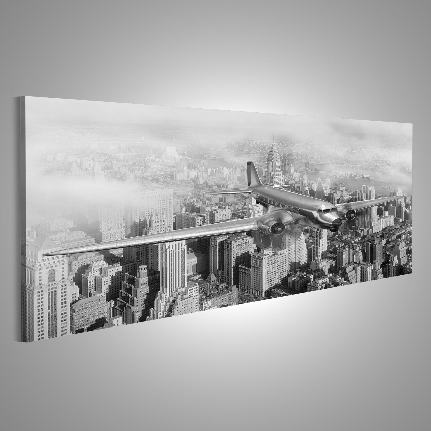islandburner Leinwandbild Bild auf Leinwand Vintage Bild Von Einer Douglas Dc Über New York City