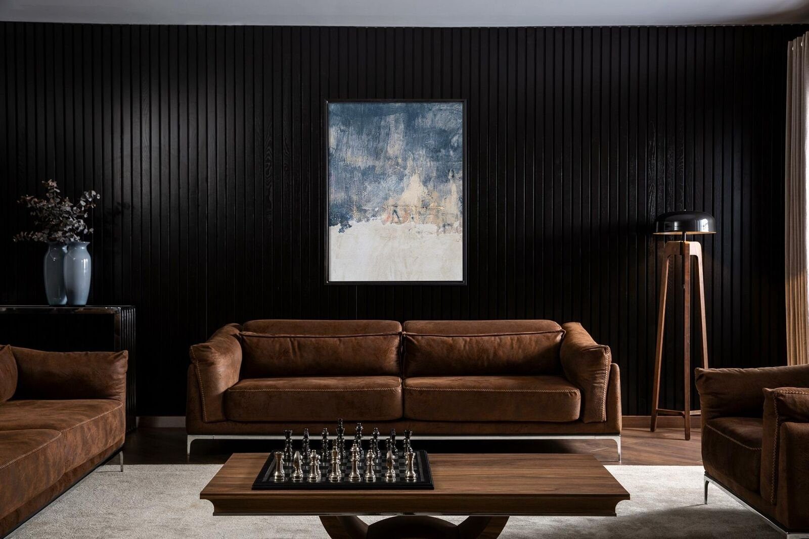 Jvmoebel 3 Sitzer Dreisitzer Couch Sofa Möbel Weiche Braune Wildleder