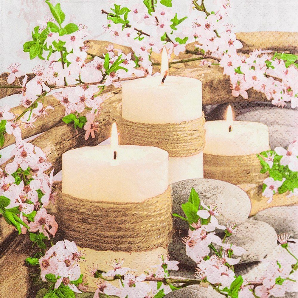Home Fashion Papierserviette 20 Servietten Spring Candles
