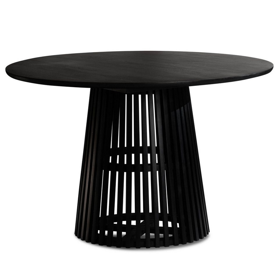 Kadima Design Esstisch Runder Massivholz Esszimmertisch Matt Schwarz