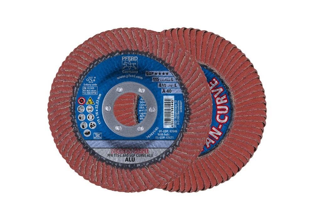 Pferd Zahnscheibe Fächerscheibe POLIFAN® A SGP CURVE ALU Ø 115 mm Körnung 40 PFR CURVE ...