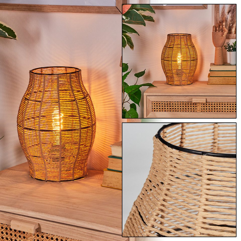 Hofstein Tischleuchte Tischlampe Aus Metallbast In Schwarznaturfarben