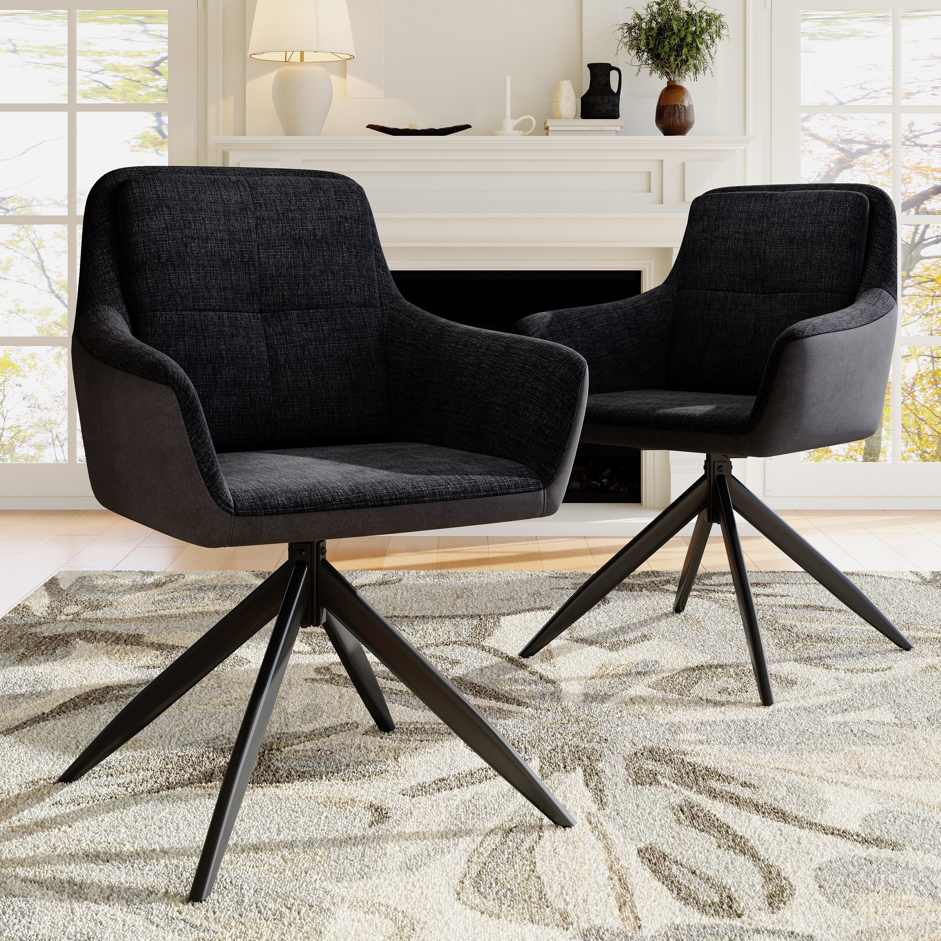 Flieks Esszimmerstuhl mit Armlehnen und Rückenlehnen (360° drehbar, Set, 2 St), 2er Set ...