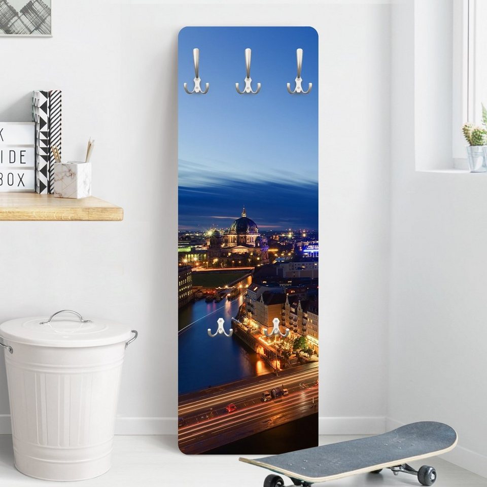 Bilderdepot24 Garderobenpaneel Blau Städte Skyline Fernsehturm Bei