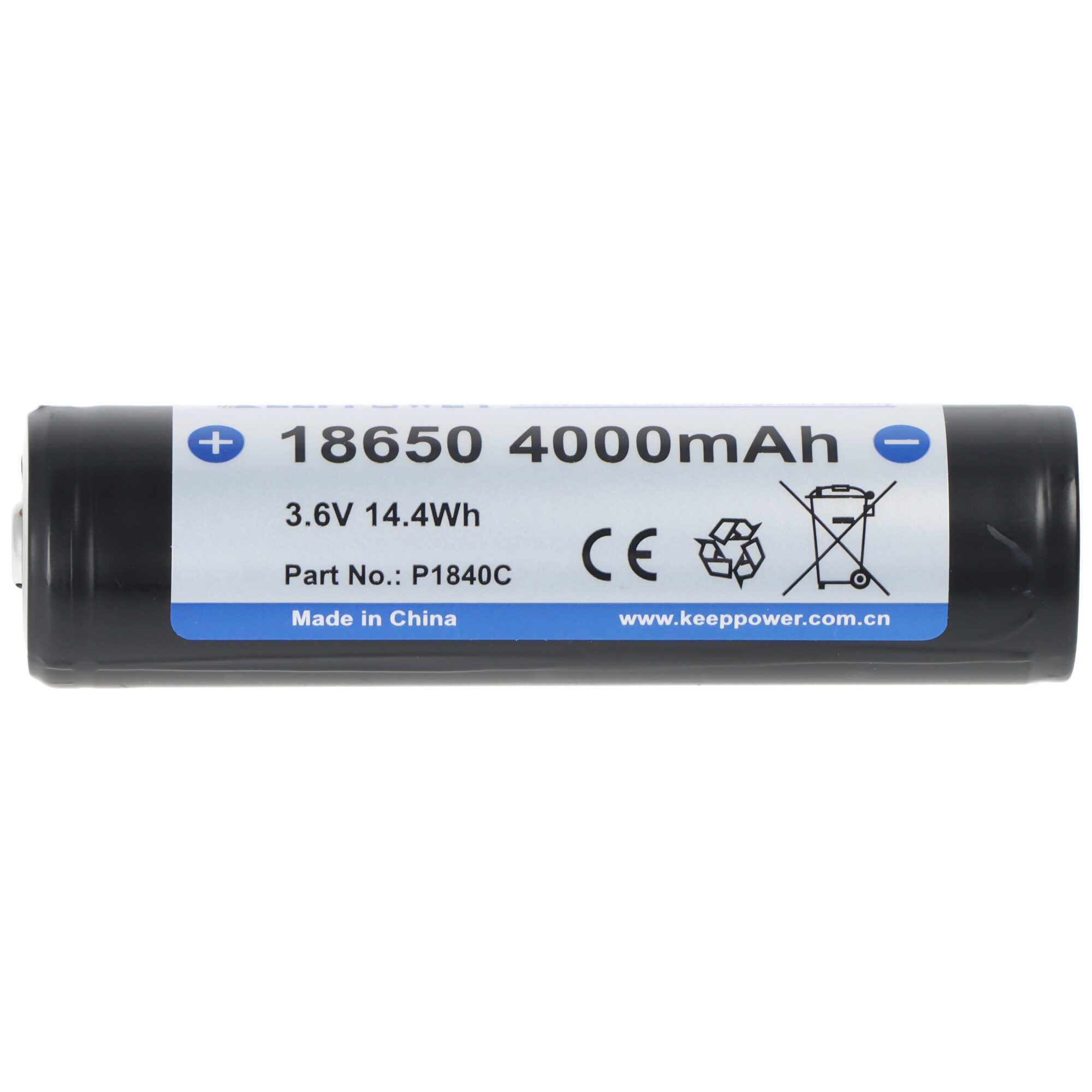 Keeppower Li-ion Akku 18650 4000mAh, 3,6-3,7V geschützt, Pluspol erhöht ...