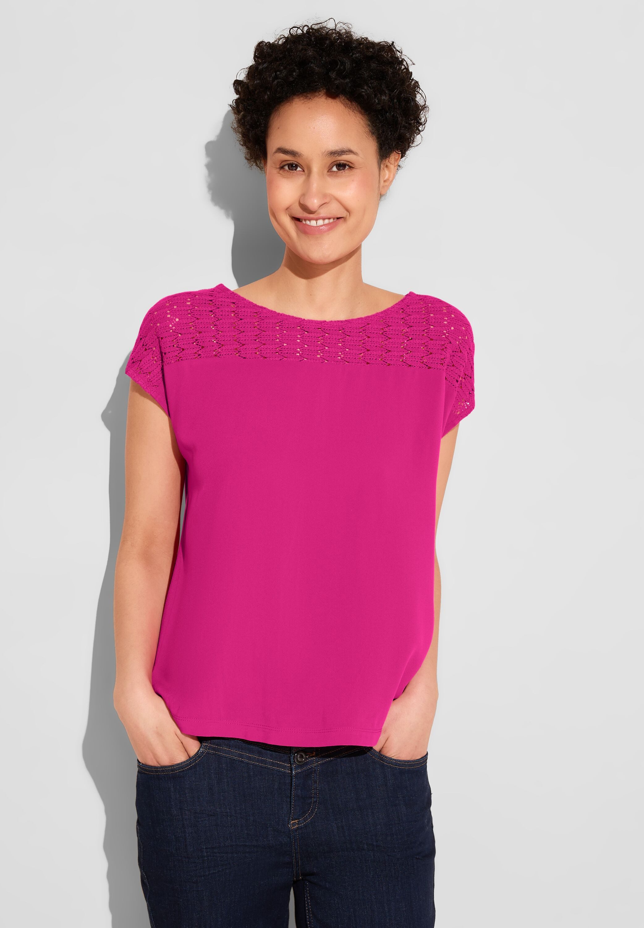 Street One Shirttop Mit Häkelstruktur Aus Atmungsaktiver Viskose