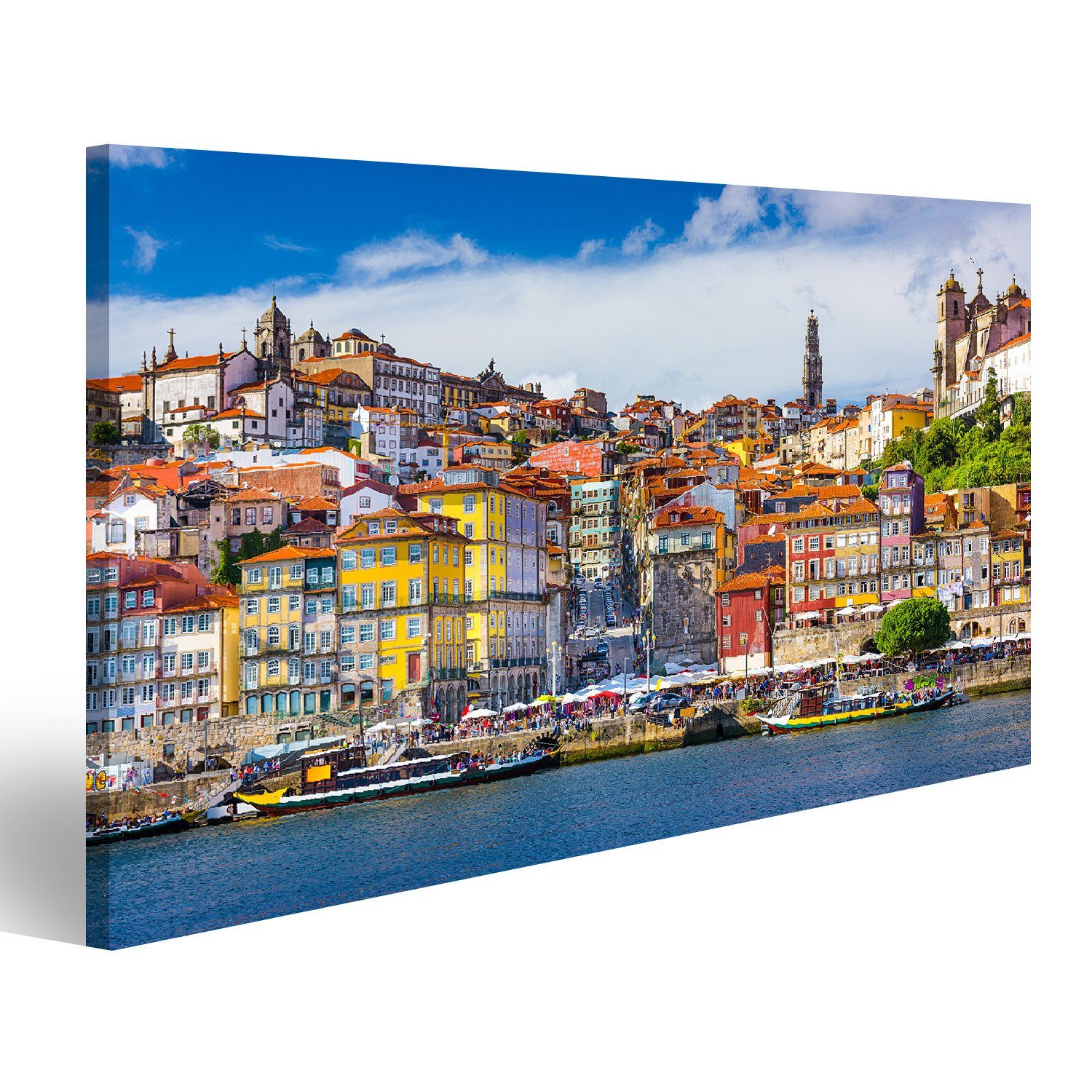 islandburner Leinwandbild Bild auf Leinwand Altstadt Skyline Von Über Den Fluss Douro In Porto P