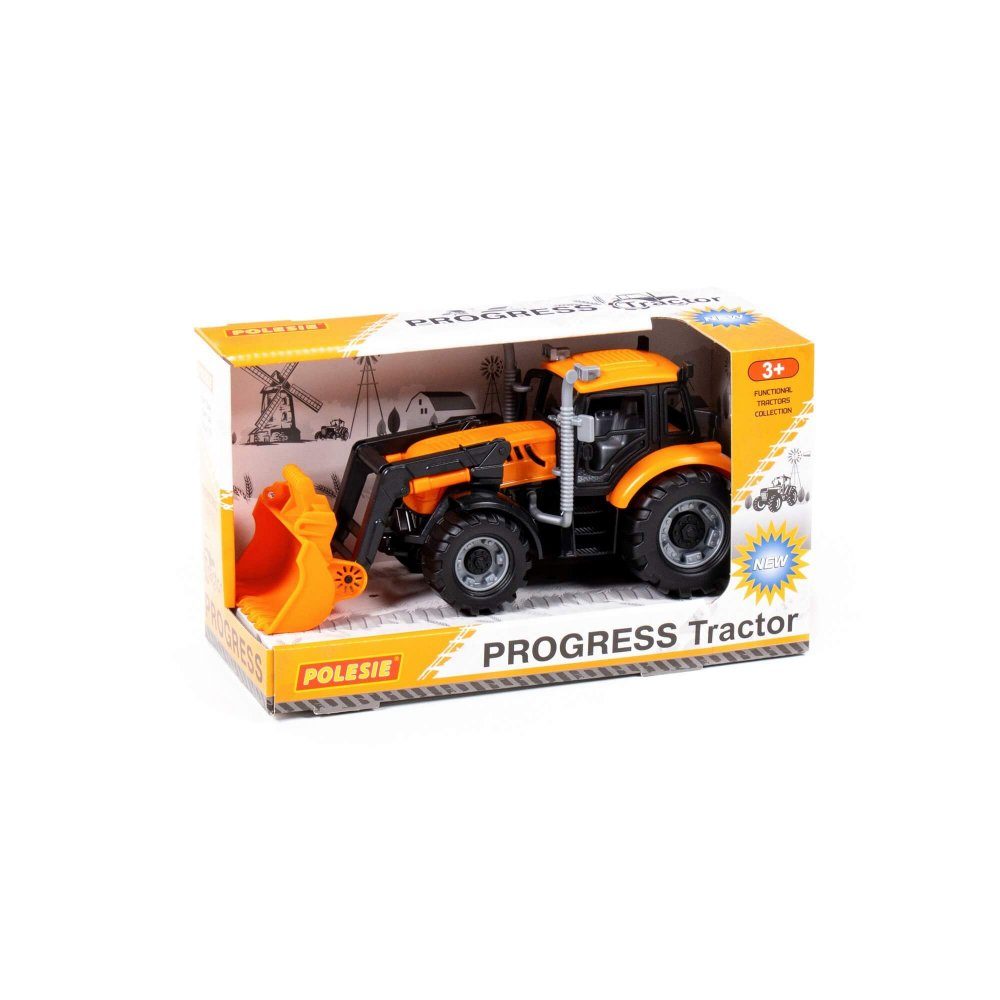 Polesie Spielzeug-Traktor Polesie Traktor Progress Schaufellader orange Box