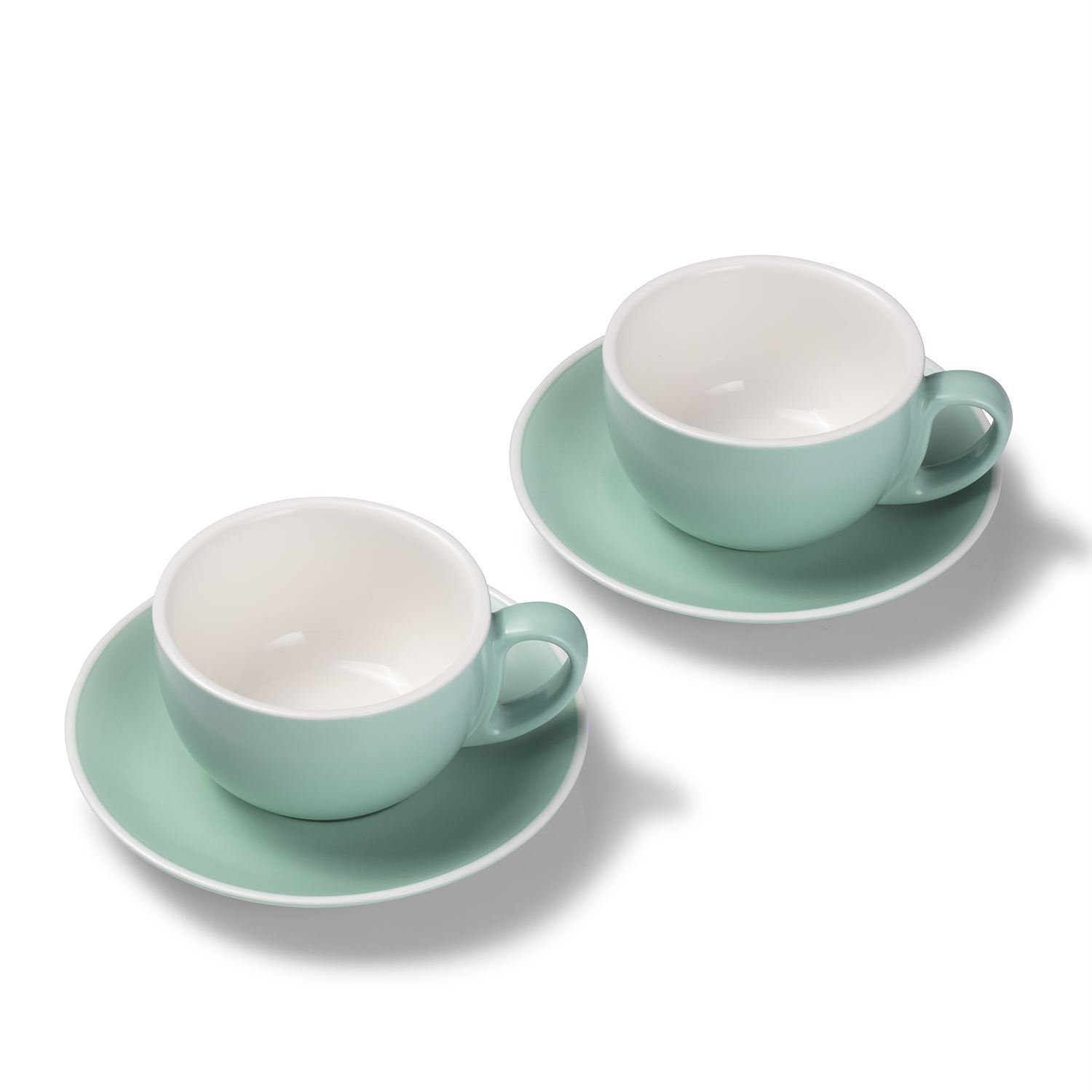 Terra Home Tasse 2er Milchkaffeetassen Set Türkis Matt 350 Ml Mit