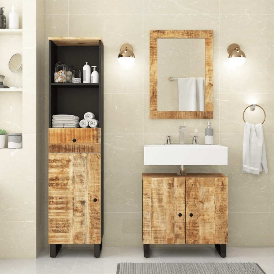 Vidaxl Badezimmer Set 3 Tlg Badmöbel Set Massivholz Mango 3 St