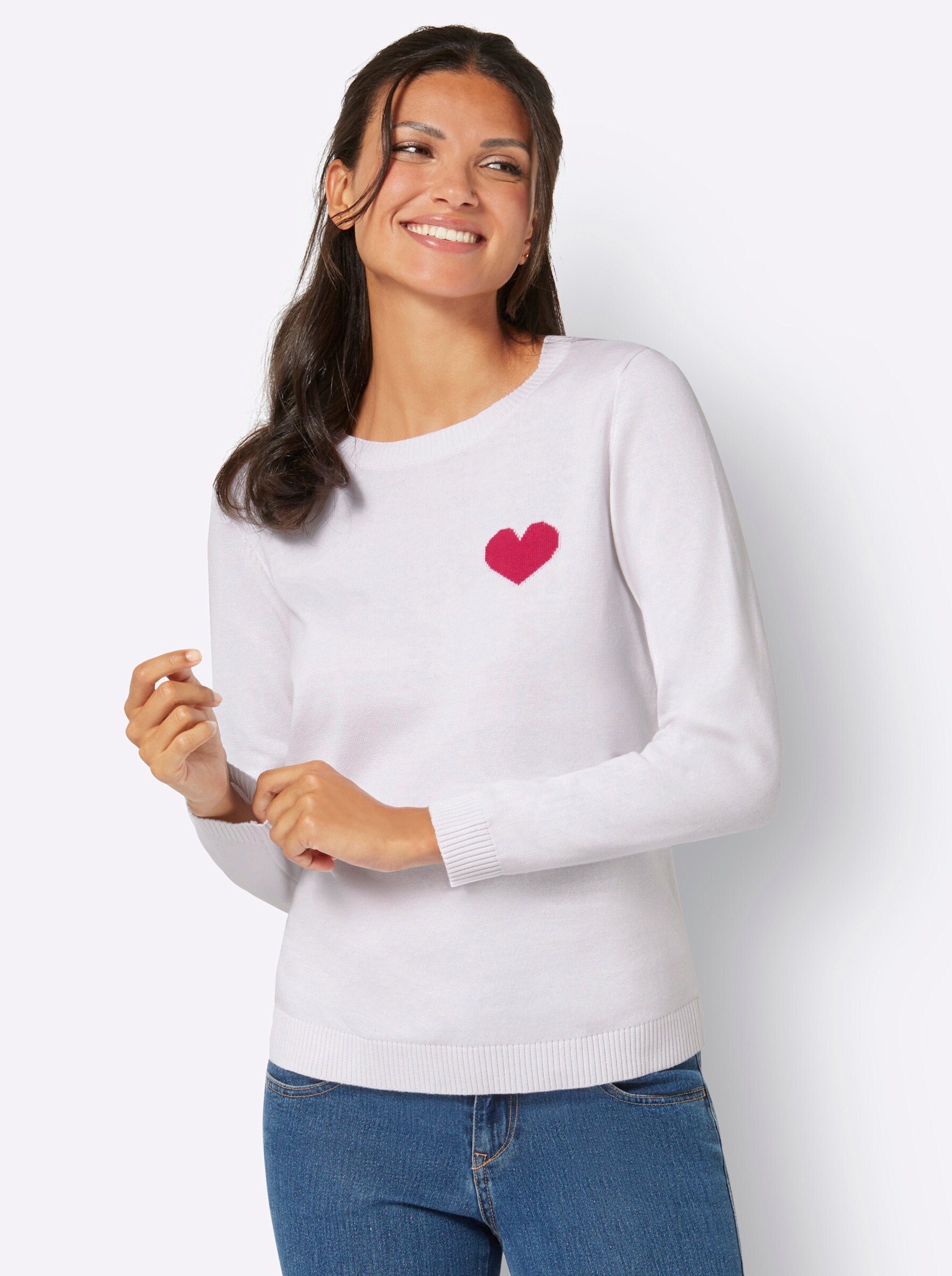 Sieh An Strickpullover Langarm Pullover Modisches Herz Dessin