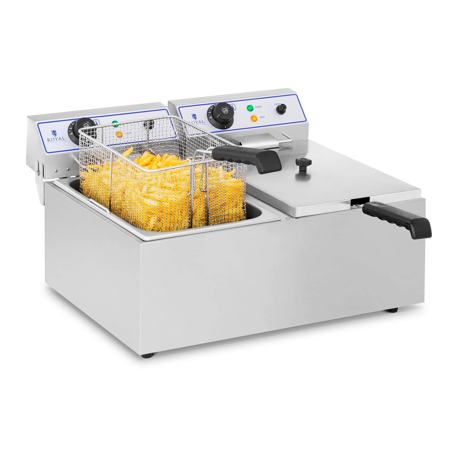 Royal Catering Fritteuse Elektro Fritteuse 2 X 17 Liter Geeignet