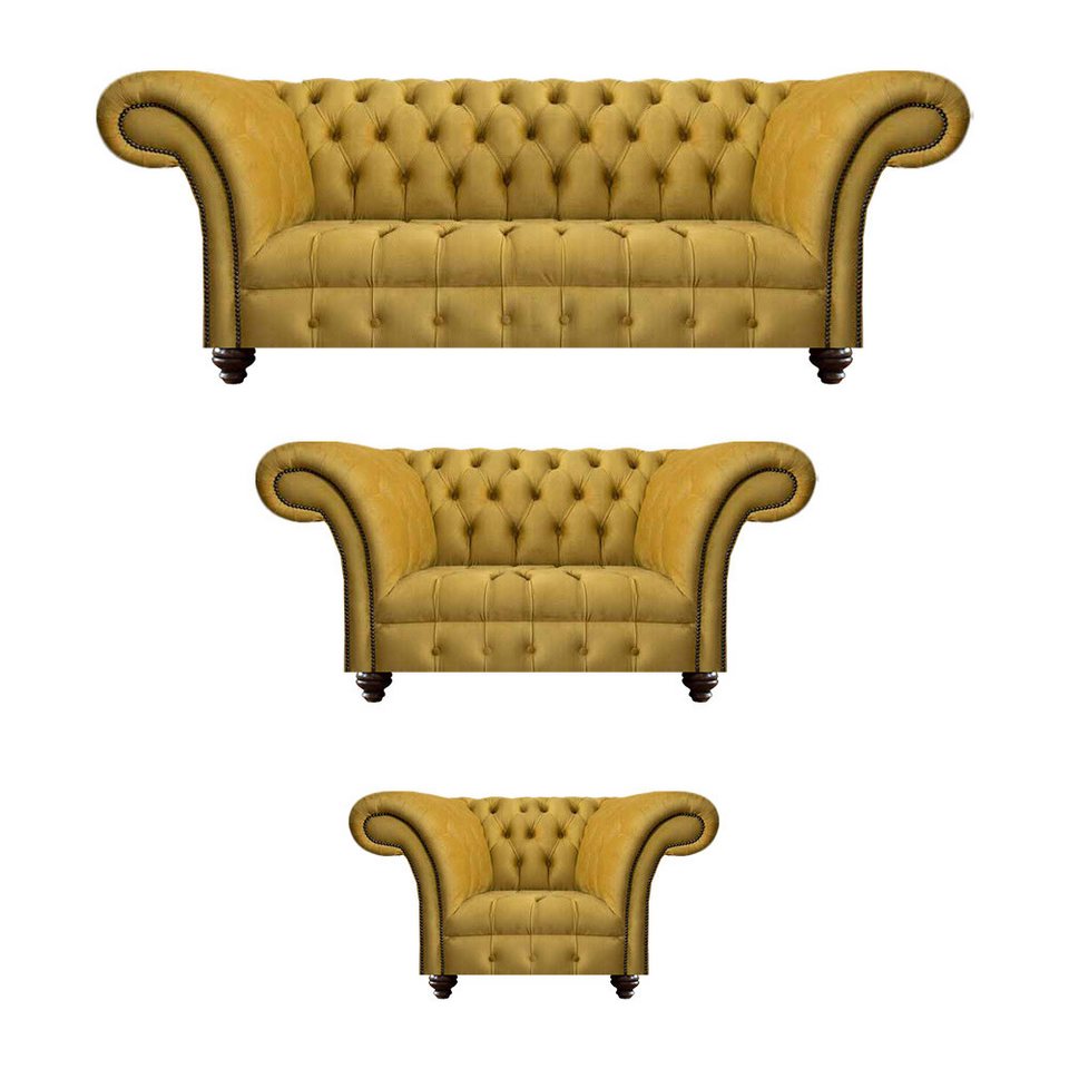 Jvmoebel Chesterfield Sofa Luxus Gelb Sofagarnitur 3tlg Wohnzimmer