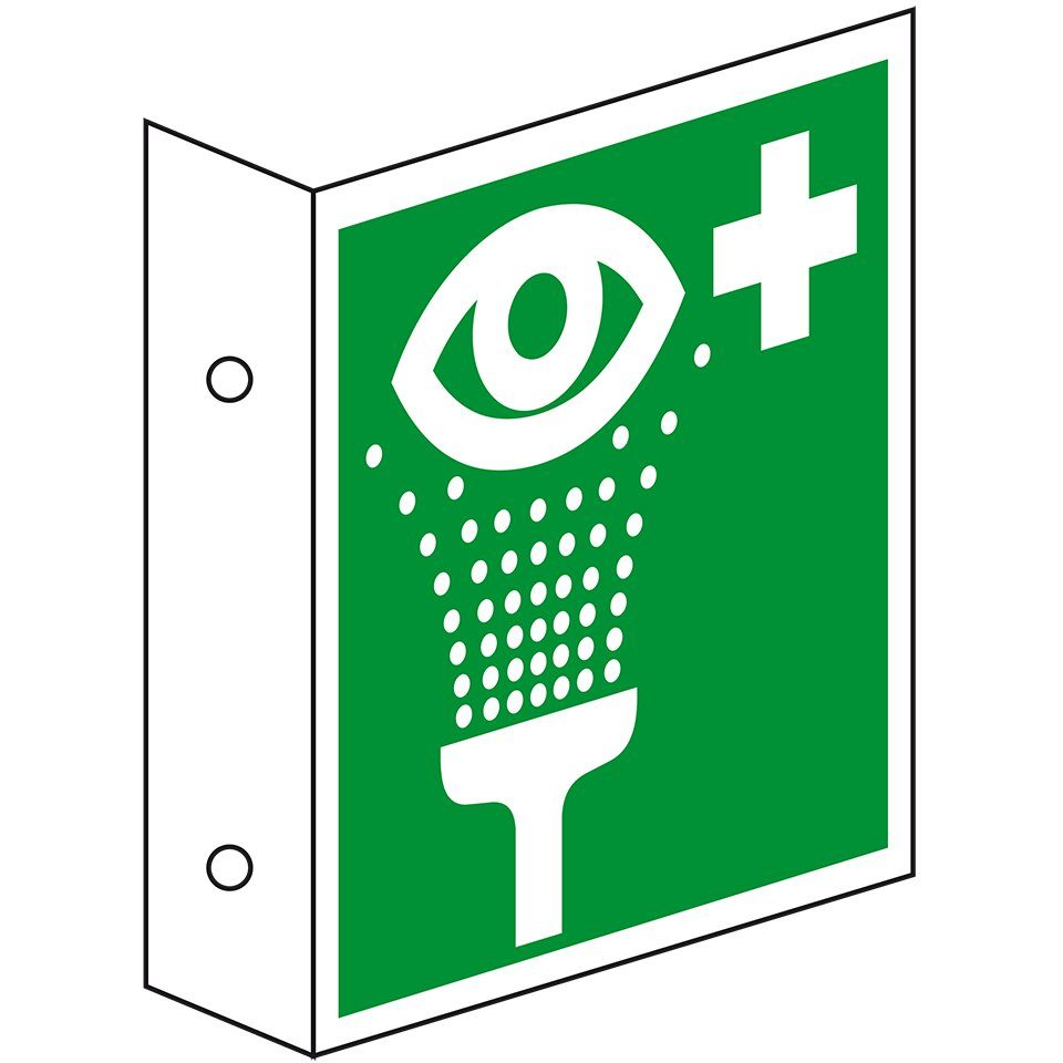 König Werbeanlagen Hinweisschild Rettungs-Fahnenschild Augenspüleinrichtung, DS, ASR/ISO, PVC