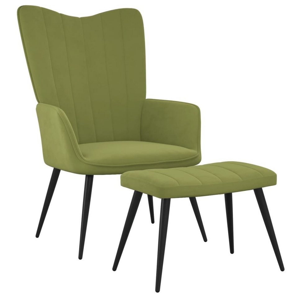 Furnicato Sessel Relaxsessel Mit Hocker Hellgrün Samt