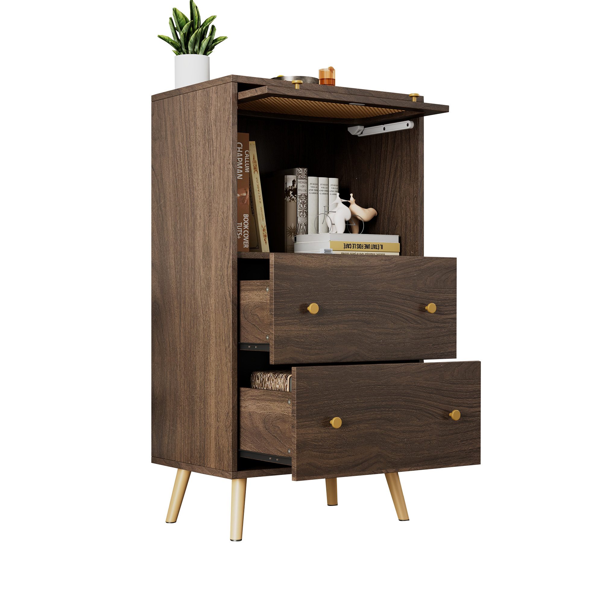 Hauss Sploe Sideboard Mit Rattandetails Zwei Schubladen Schiebetür
