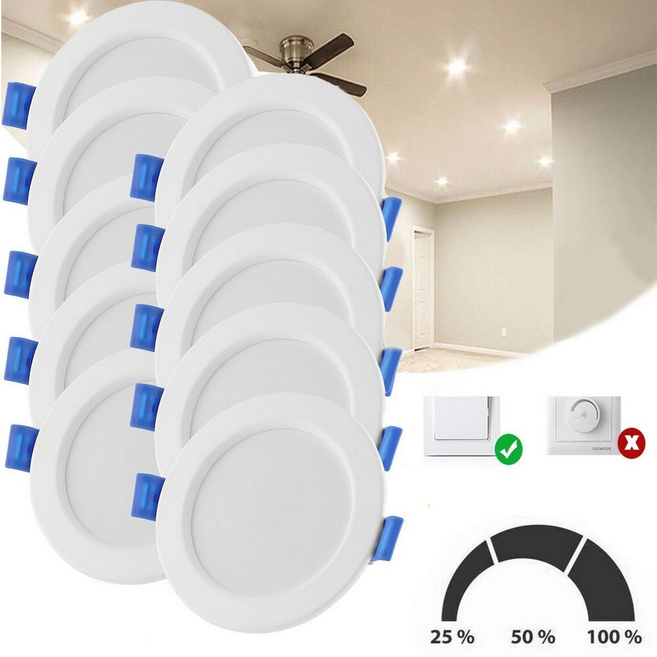 Letgospt Led Einbaustrahler 10er Set Led Einbaustrahler Dimmbar Spot