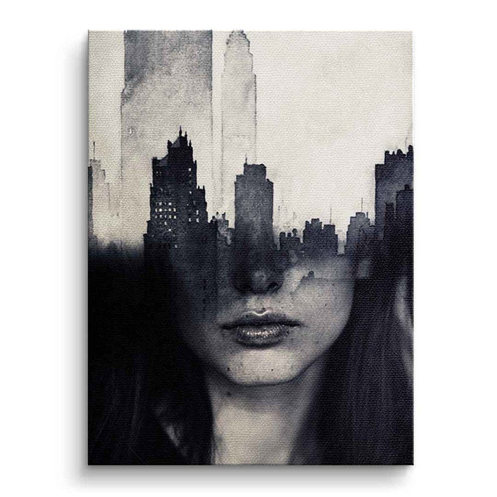 Dotcomcanvas® Leinwandbild Mind Game Leinwandbild Schwarz Weiß Grau