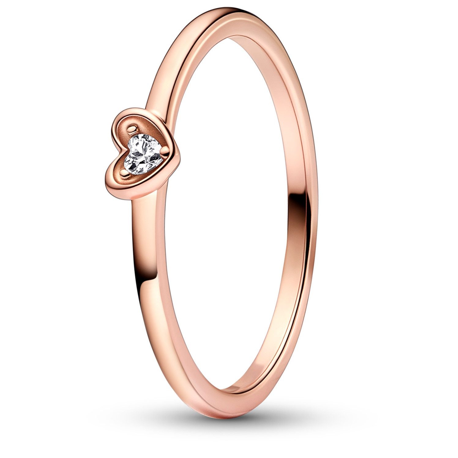 Pandora Fingerring Strahlendes Herz Roségoldfarben, Stein: Zirkonia