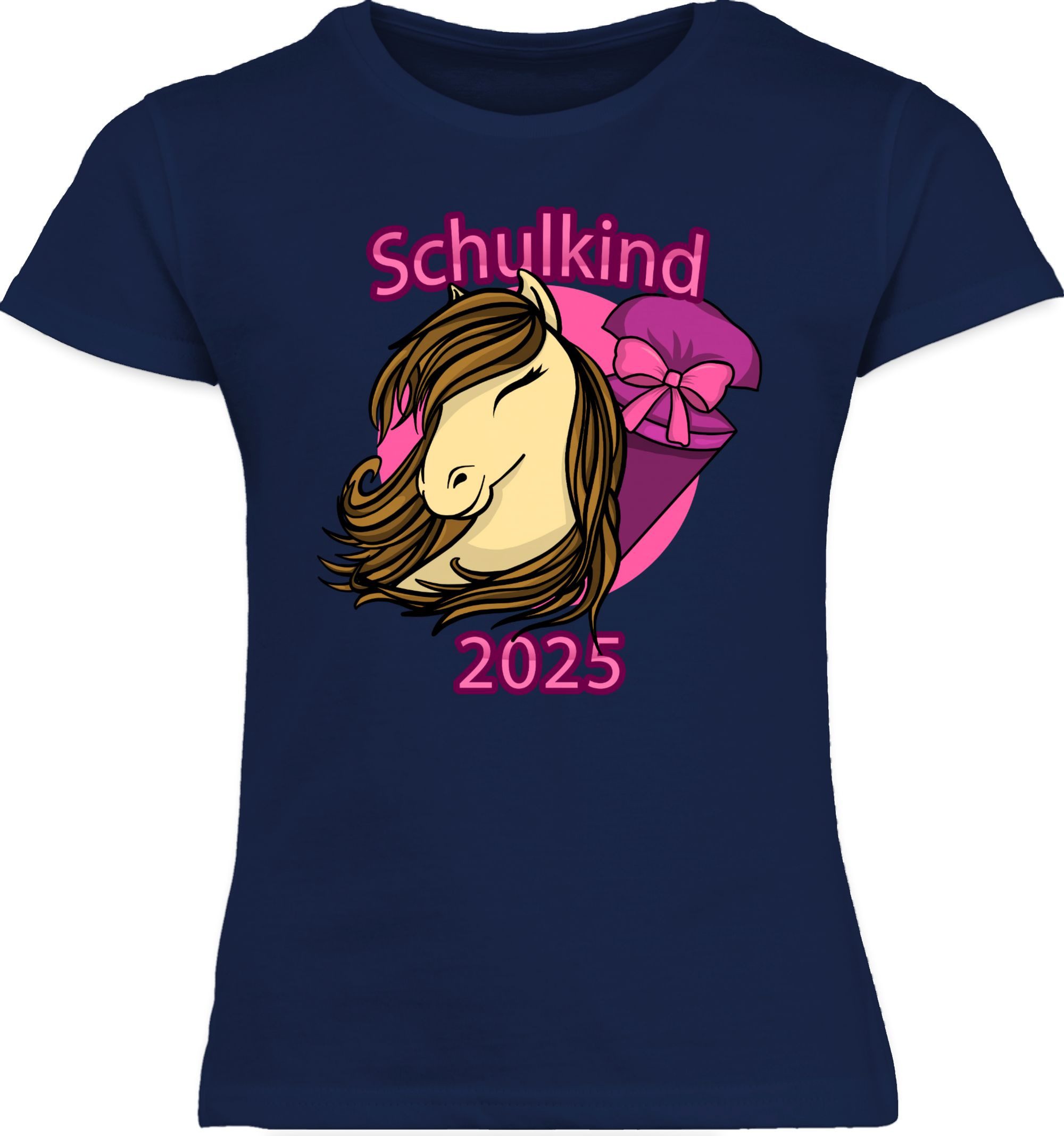 Shirtracer T-Shirt Schulkind 2025 Pferd mit Schultüte Einschulung Mädchen, Das Schulshirt für ...