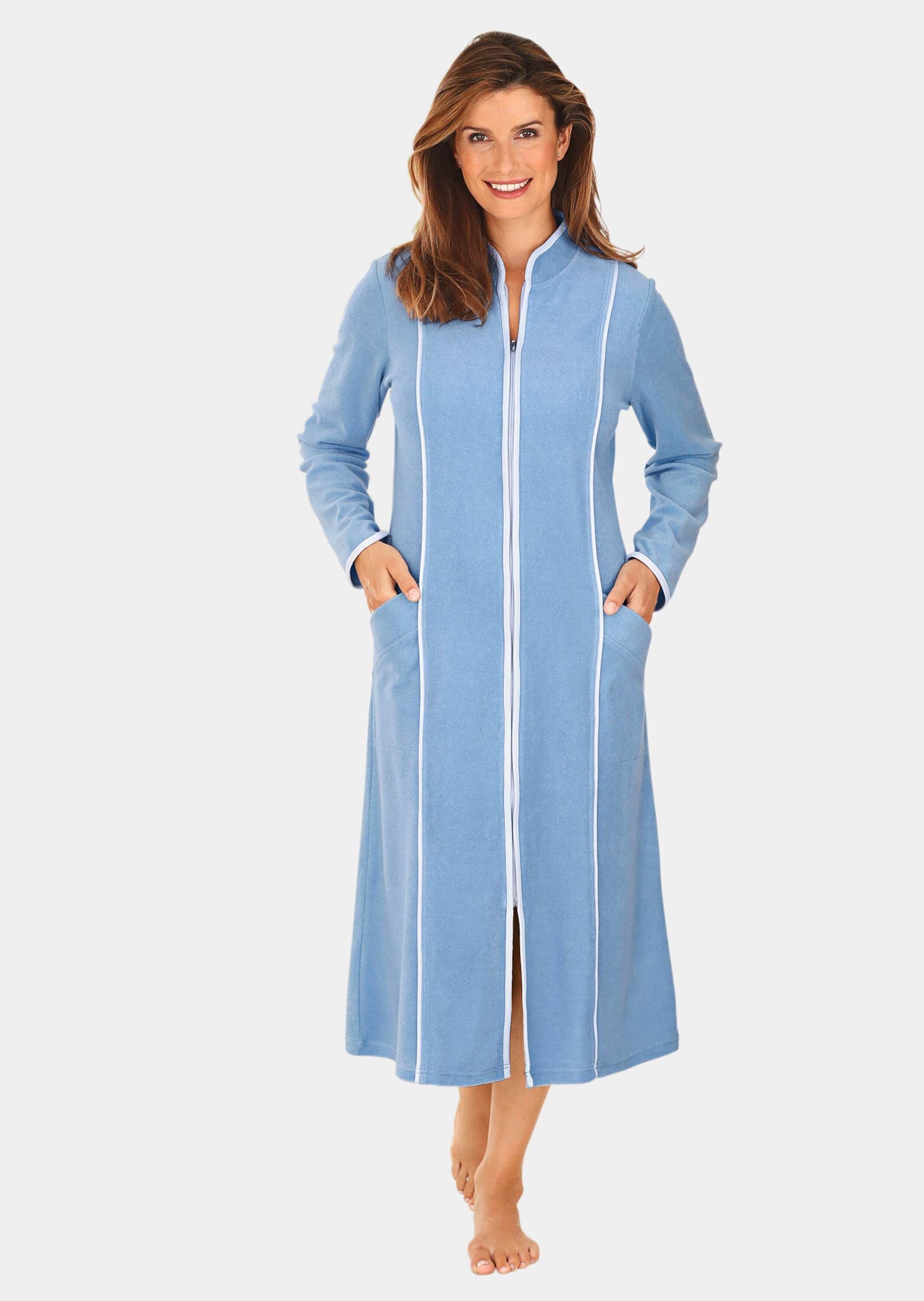 Goldner Shirtjacke Kurzgröße Frottee Hausmantel Mit Reißverschluss