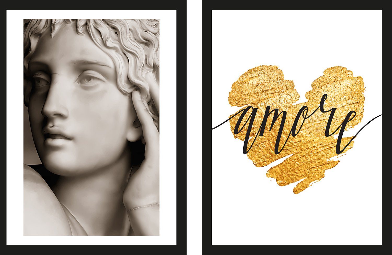 queence Bild mit Rahmen 2er-Set - amore - Statue - Gerahmter Digitaldruck - Wandbild, amore (2er ...