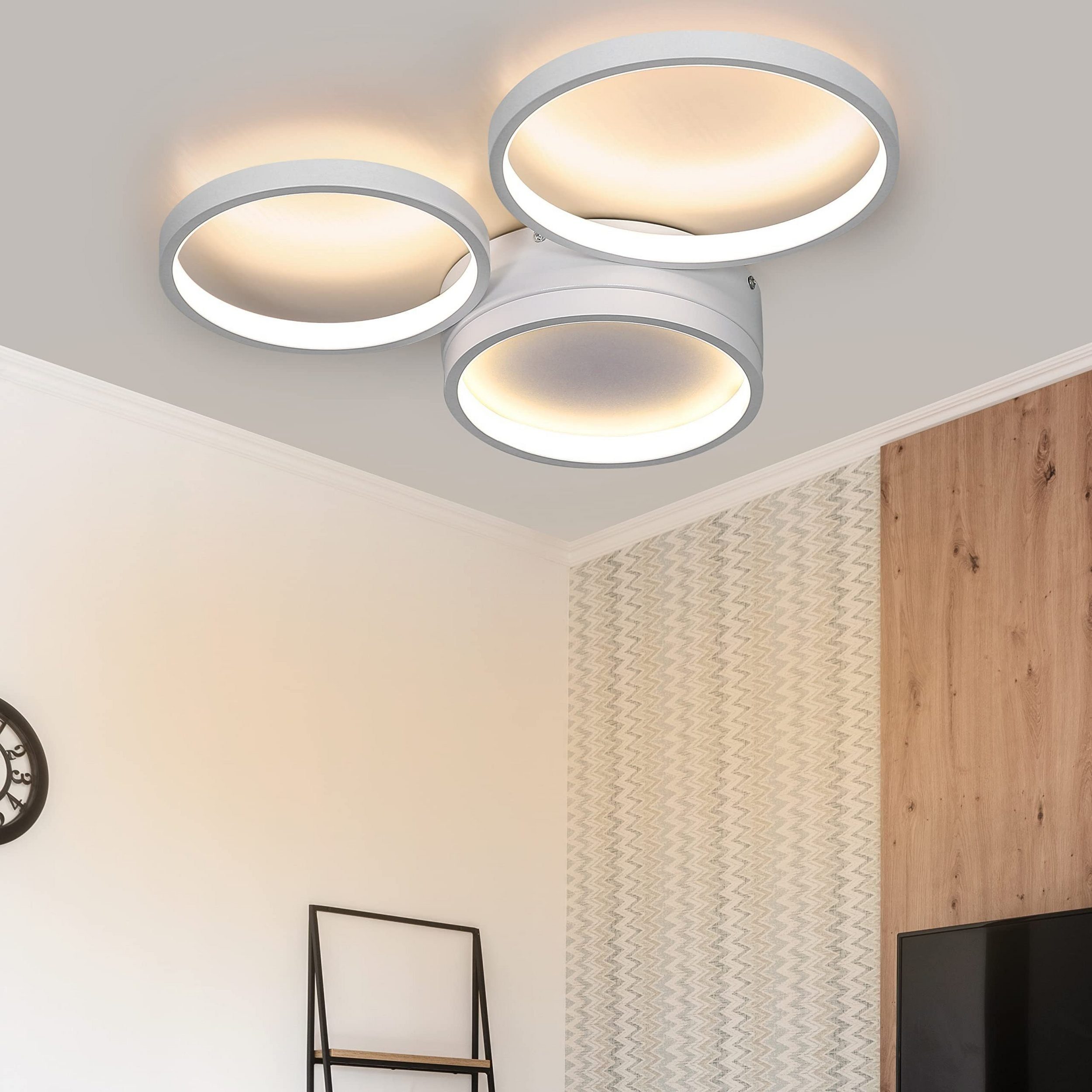 Nettlife Led Deckenleuchte Weiß 3 Ringen 22w Led Fest Integriert Warmweiß