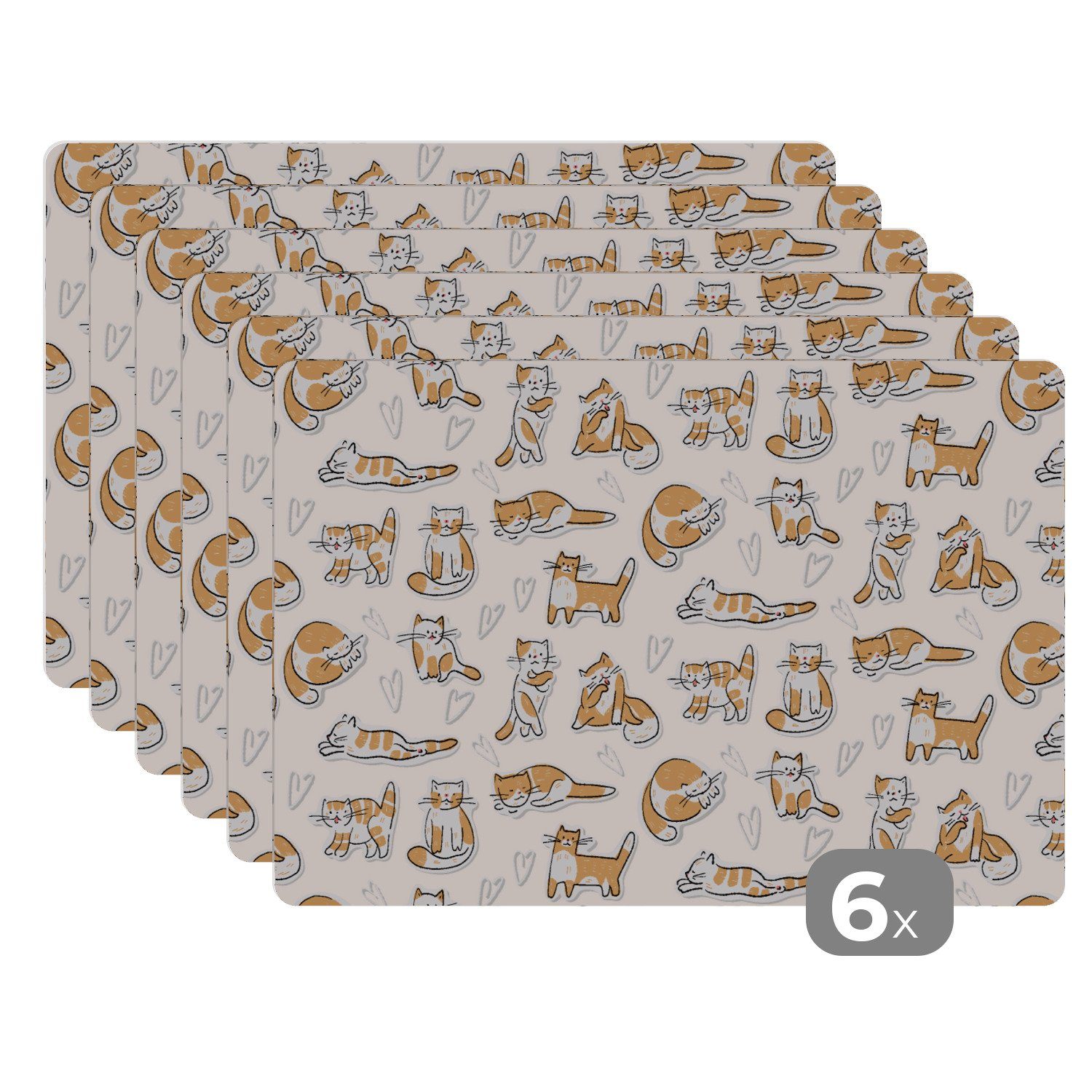 Muchowow Platzset Katze Muster Tiere 6 St Platzset Platzdecken