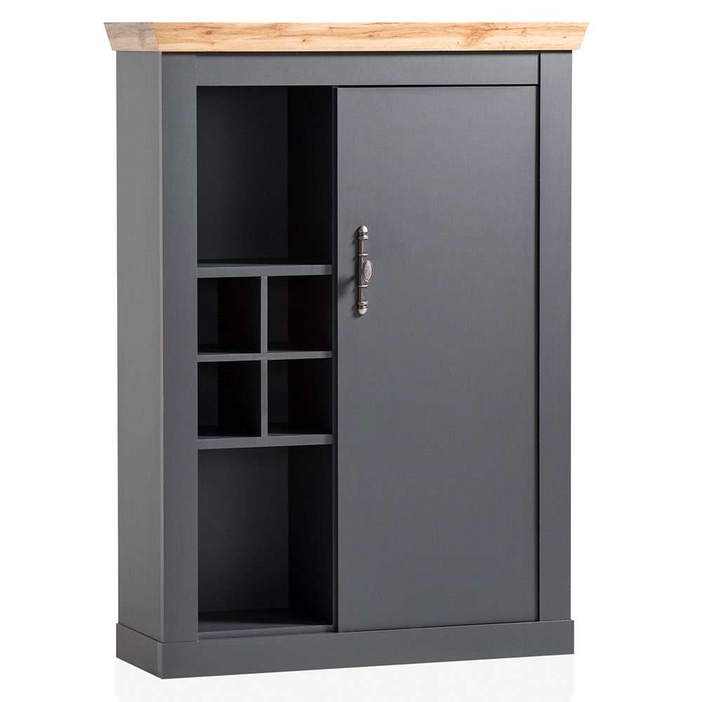 Lomadox Kommode Cesena 61 Highboard In Anthrazit Mit Wotan Eiche Nb
