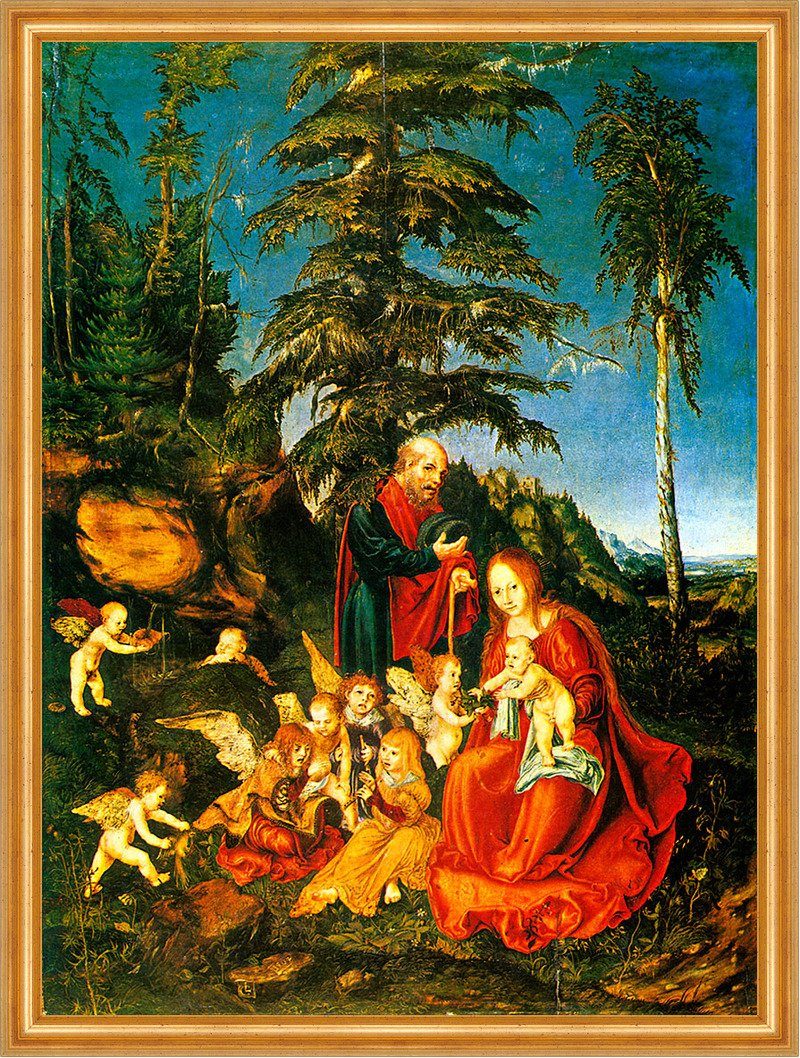 BillerAntik Kunstdruck Die Ruhe auf der Flucht nach Ägypten Lukas Cranach Sankt Engel LW H A2 ...