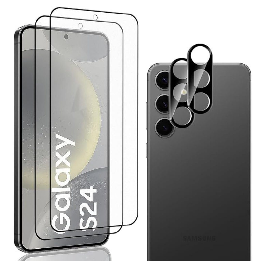 SmartUP Displayschutzglas 2X Schutzglas für Samsung Galaxy S24 (Display + Kamera) Panzerfolie ...