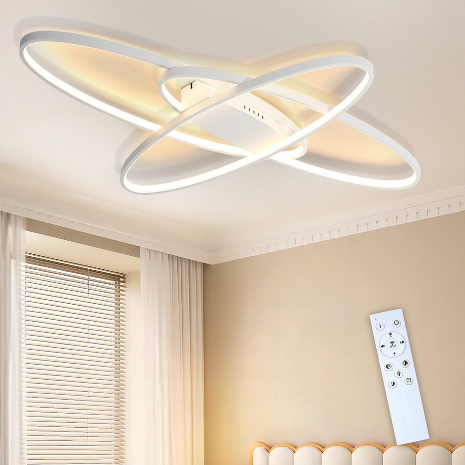 Nettlife Led Deckenleuchte Dimmbar Weiß Mit Fernbedienung Wohnzimmer