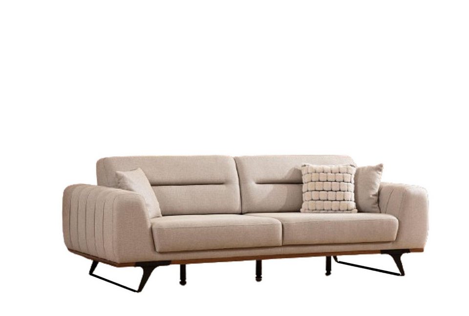 Jvmoebel Sofa Stoffsofa Dreisitzer Beige Sofa 3 Sitzer Polstersofa